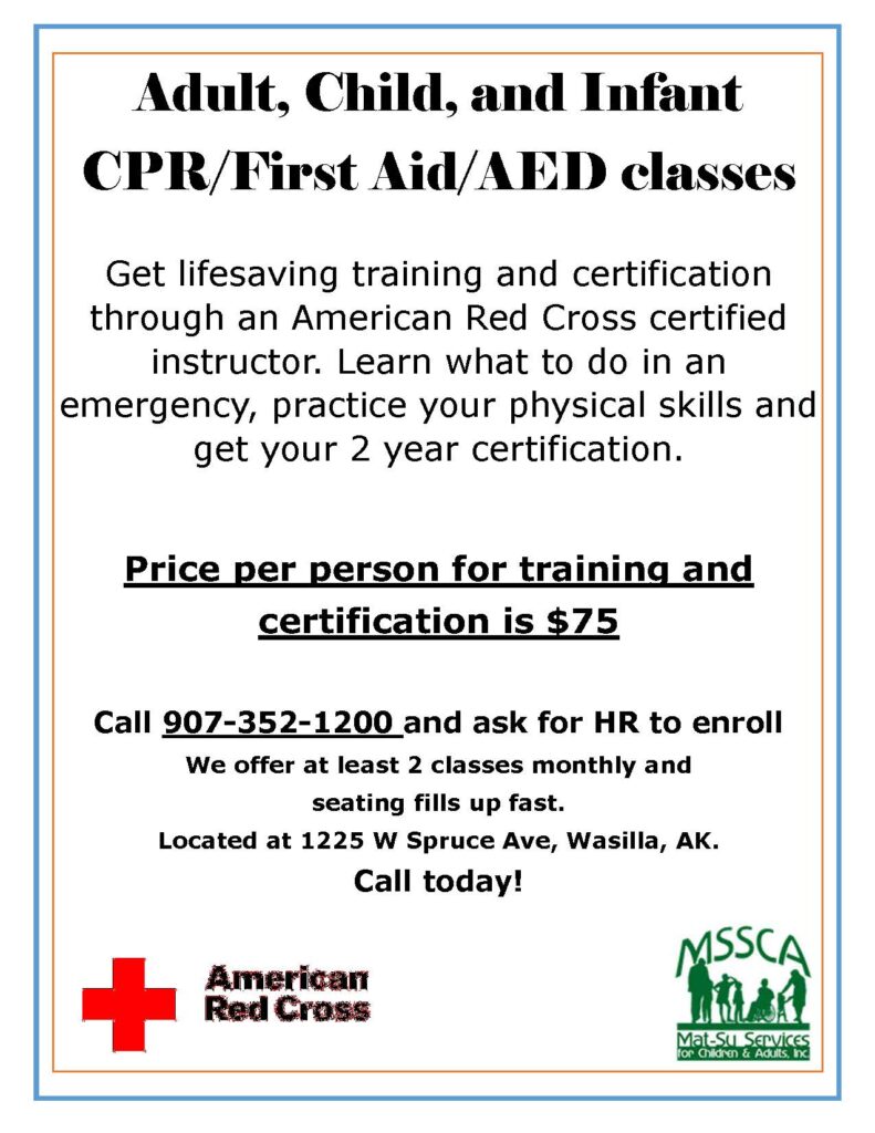 Red Cross Adult, Child, & Infant CPR/AED/First Aid classes - Connect Mat-Su