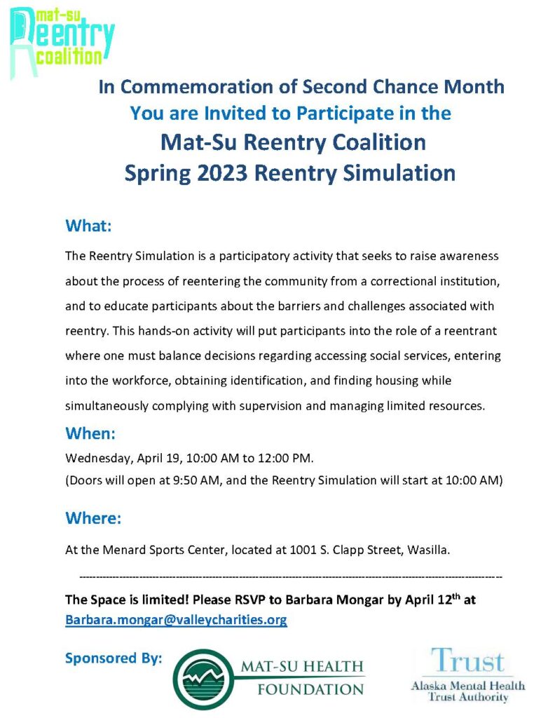 Mat-Su Reentry Coalition Spring 2023 Reentry Simulation - Connect Mat-Su
