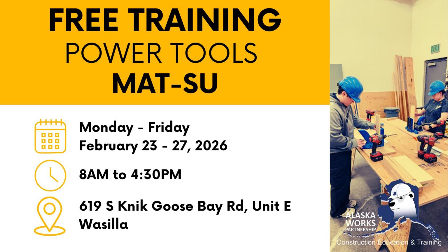 Power Tools - Free Hands on Introductory Training - Connect Mat-Su